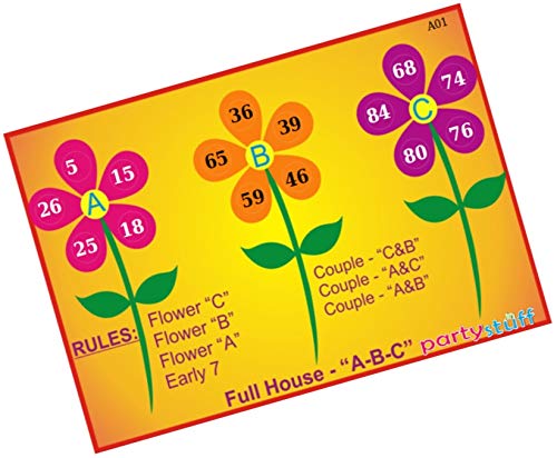 PartyStuff Flowers Theme Tambola Housie Tickets -Flowers kukuba 1 Kitty ...