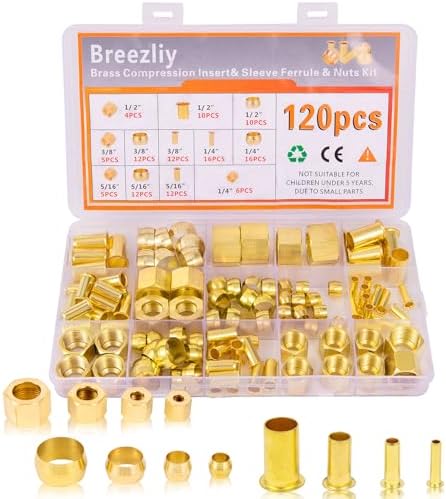 Amazon.com: Breezliy Brass Compression Sleeve Ferrule, Insert and nuts ...