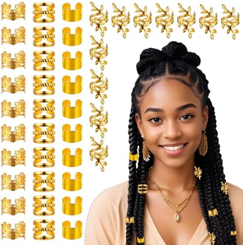 Amazon.com : 40Pcs Gold Hair Jewelry for Braids Accessories Loc Jewelry ...