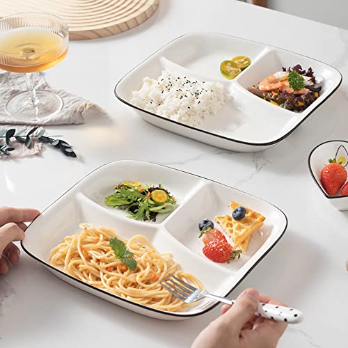 OnePine Healthy Eating Plate Ceramic, Diet Dinner Plate with 3 ...