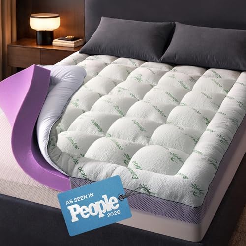 Amazon.com: Dual-Layer 4 Inch Queen Size Mattress Topper - 2” Memory ...