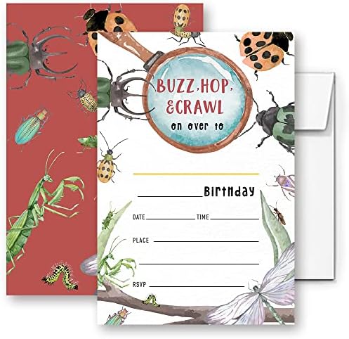 Amazon.com : LoaHak Bunch Of Bugs Birthday Party Invitations For Boys ...