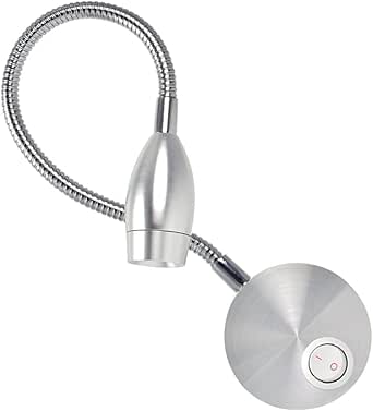 NUOBESTY Gooseneck Wall Mounted Led Reading Lamp with Switch 360° Adjustable White Bedside Wall ...