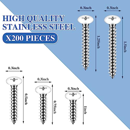 Snapklik.com : 200 Pcs #8 White Pan Head Screw White Sheet Metal Screw ...