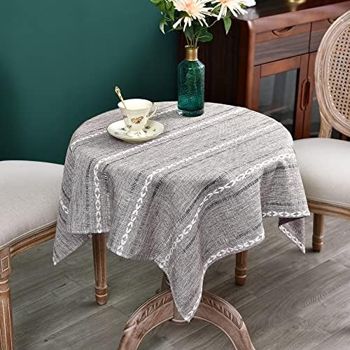 Amazon.com: SUTAVIA Cotton Linen Square Tablecloth with Exquisite ...