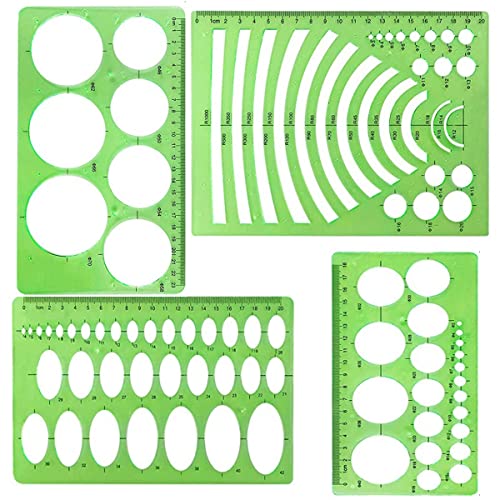Measuring Templates Circle Stencil,4PCS Geometric Drawing Templates ...