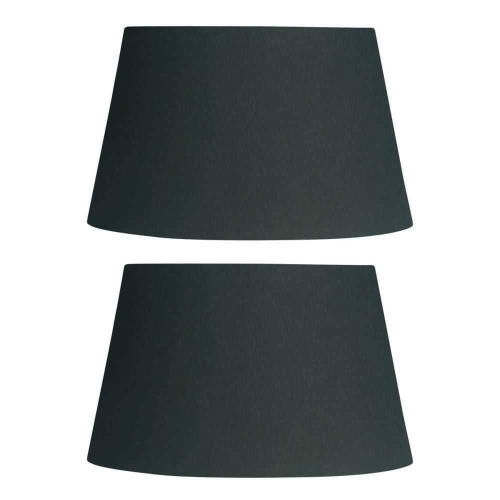2 Pack - Black 10" Cotton Drum Vintage Tapered Fabric Lampshade with ...