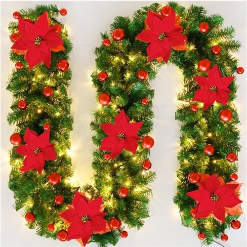 Amazon.com: 9 FT Chirstmas Garland with Lights, Battery Operated ...