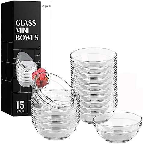 SQARR Mini Glass Prep Pinch Bowls, 3.5 inch 4 oz Clear Glass Bowls for ...