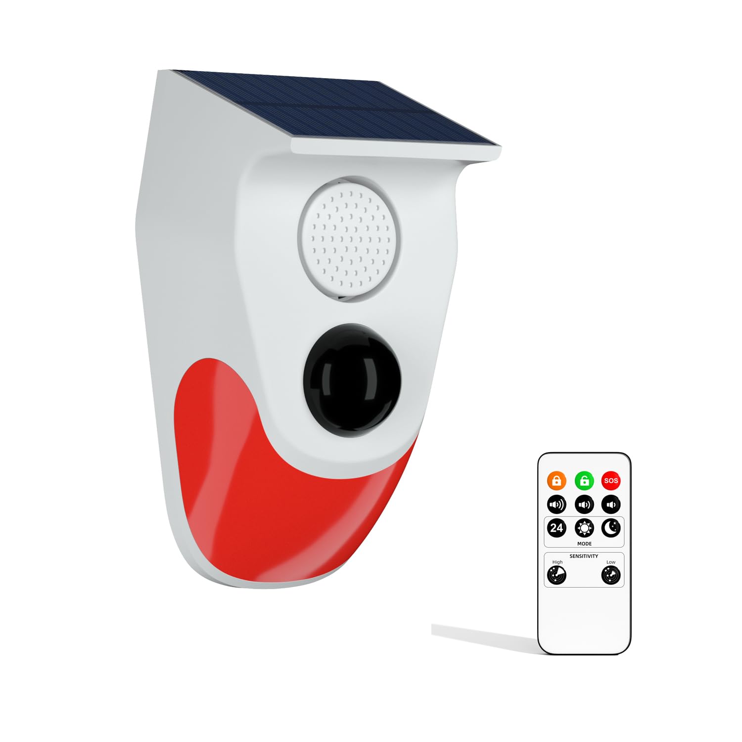 Motion Activated Alarm Remote Controlled 129dB Solar Strobe Light With