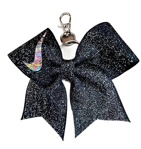 Amazon.com: Cheer bows Black Holographic swoosh Key chain : Clothing ...