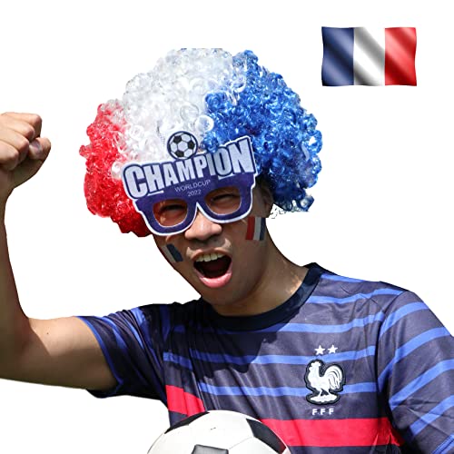 BOLOMORO USA Flag Wig, Curly Afro Wig for 2022 World Football Cup ...
