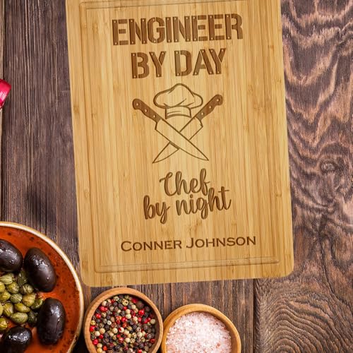 Amazon.com: Personalized Engineer By Day Chef By Night Cutting Board ...