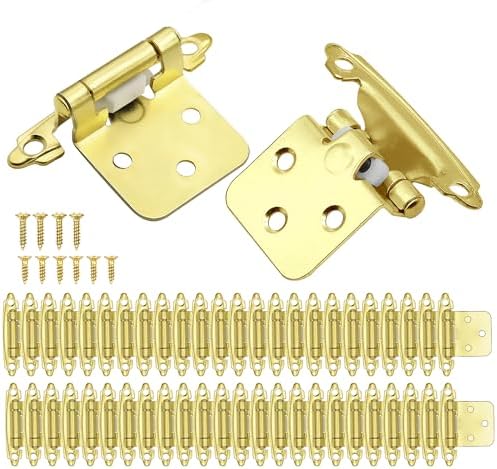 60 Pack 30 Pair Gold Cabinet Hinges - 1/2 inch Overlay Kitchen Cabinet ...