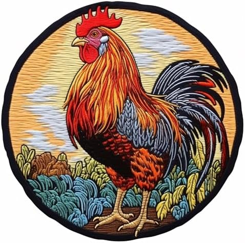 Amazon.com: Rooster Patch 3" Iron-on Embroidered Sublimated Applique ...