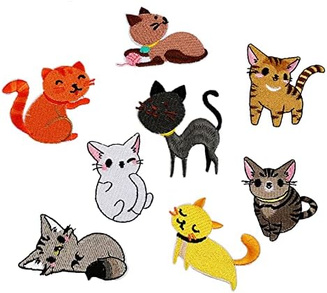 Amazon.com: Nicime 18Pcs Cute Cat Patches for Clothing, Iron on/Sew on ...