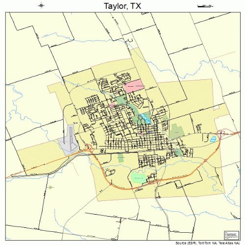 Amazon.com : Large Street & Road Map of Taylor, Texas TX - Printed ...