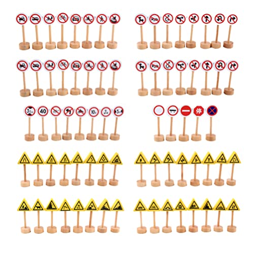 Wooden Toys Traffic Signs Wooden Road Construction Traffic Sign 14pc
