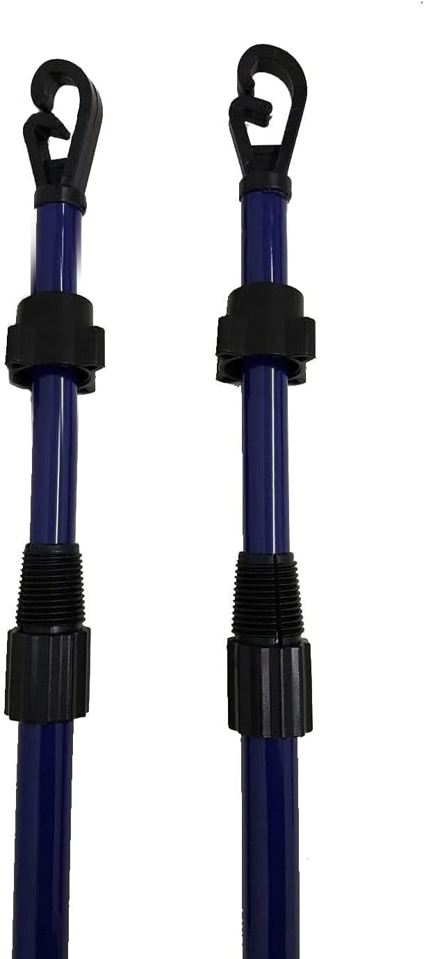 2 x Telescopic Clothes Line Prop - 2.4M Heavy Duty Galvanized Metal ...