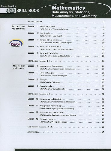 GED Skill Books: Workbook Math: Data Analysis, Measurement, Geometry by STECK-VAUGHN (2002-05-10 ...