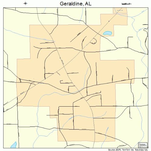 Large Street & Road Map of Geraldine, Alabama AL - Printed poster size ...