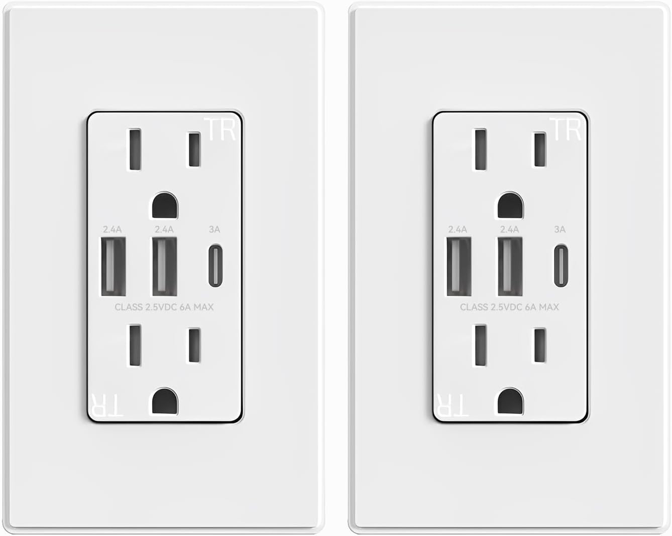Leviton T5633-BW 3 Pack 15A 125V Decora Tamper Resistant Type A and ...