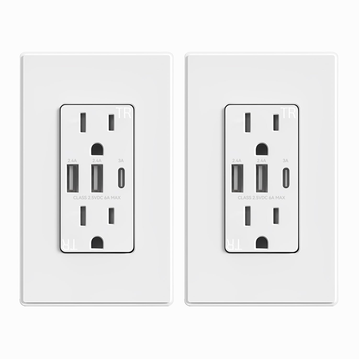 ELEGRP USB Outlets Receptacles, 3-Port USB C Wall Outlet, 30W 6.0A USB ...