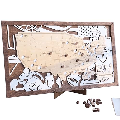 Amazon.com: Personalized Wooden American Football Stadium Tracker Map ...