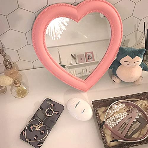 Amazon.com: YYSS Pink Love Mirror Desktop Makeup Mirror Wall Mounted ...