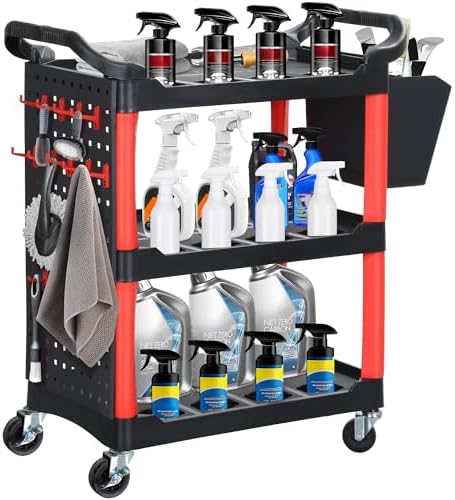Amazon.com: 3 Tier Auto Detailing Cart with Wheels, Rolling Detail Cart ...