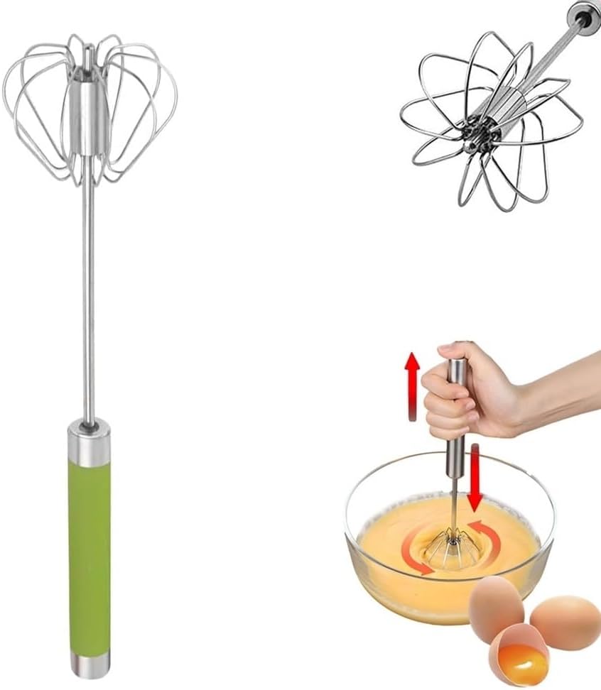 Amazon.com: Stainless Steel Egg Whisk - Easy to Use Semi-automatic Push ...
