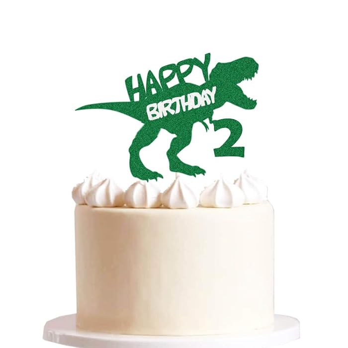 Buy HEETON Two Rex Cake Topper Dinosaur 2nd Birthday Cake Topper ...