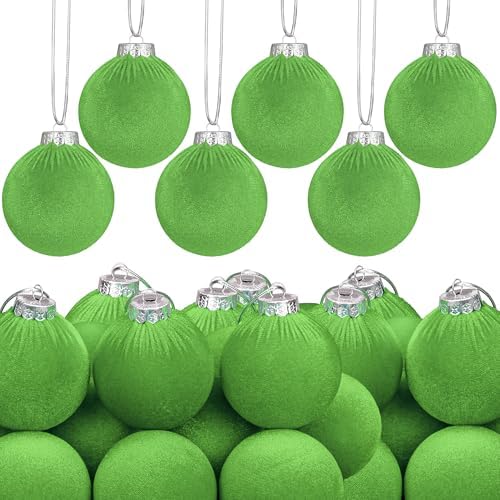 Amazon.com: 12 Pcs Lime Green Velvet Ball Ornament 3.15 Inch Flocked ...