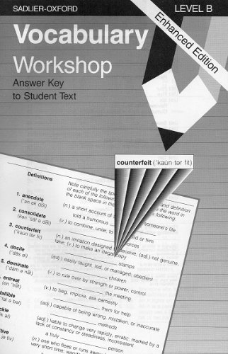 Amazon.com: Vocabulary Workshop: Level B, Answer Key to Student Ext ...