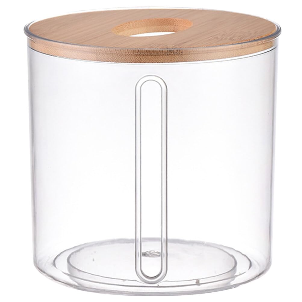 Amazon.com: Amosfun Round Wooden Tissue Box Cover Holder,Facial Tissue ...