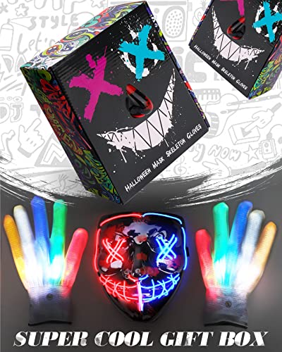Colplay New LED Halloween Mask & Gloves in Multiple Light Modes, The ...