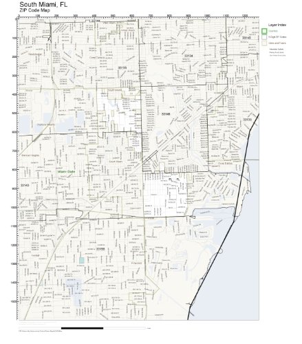 ZIP Code Wall Map of South Miami, FL ZIP Code Map Laminated: Amazon.com ...