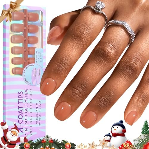 Amazon.com: Extra Short Square Nail Tips - BTArtbox X-Coat Tips Natural ...