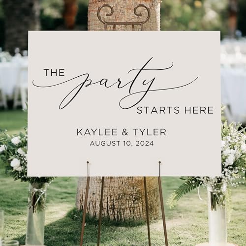 Amazon.com: The Party Starts Here Sign, Personalized Celebration Decal ...