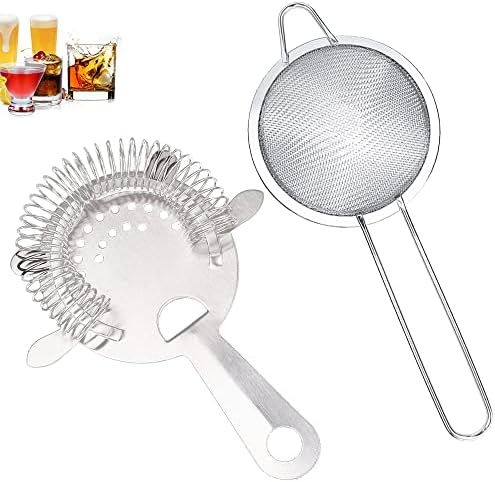2 Piece Suit Fine Mesh Strainer Stainless Steel Cocktail Strainer ...