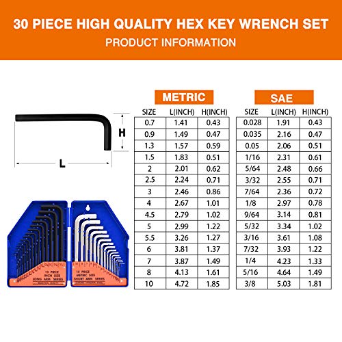 31 PCS Allen Hex Key Wrench Set, Torque Rod, Helping T-handle, Double ...