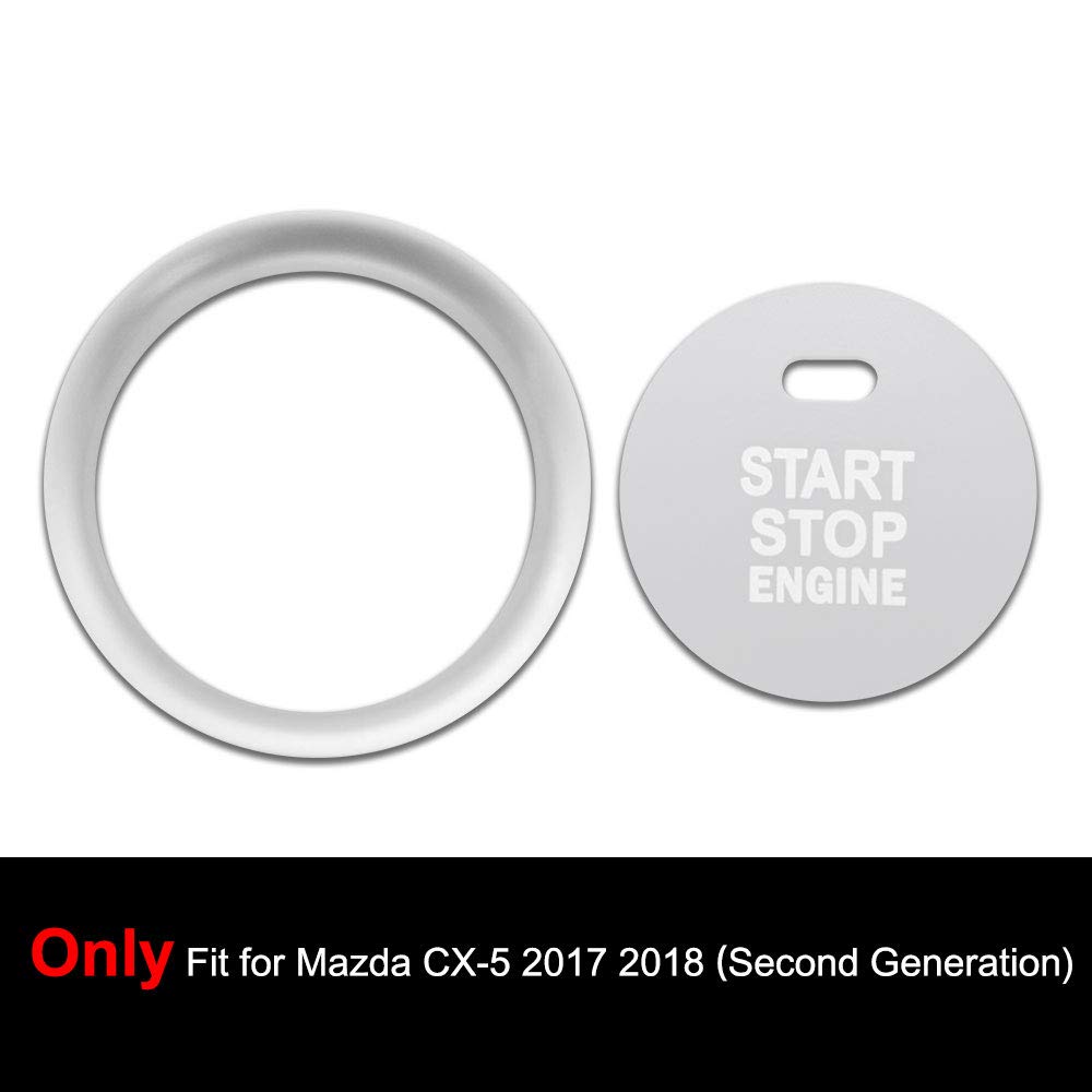 Buy Ceyes Silver Start Stop Engine Button Cover+Ring Push Button ...