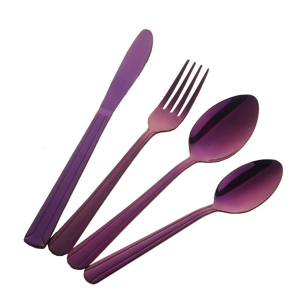 Amazon.com | Buyer Star Stainless Steel Flatware Set for 8 Purple ...
