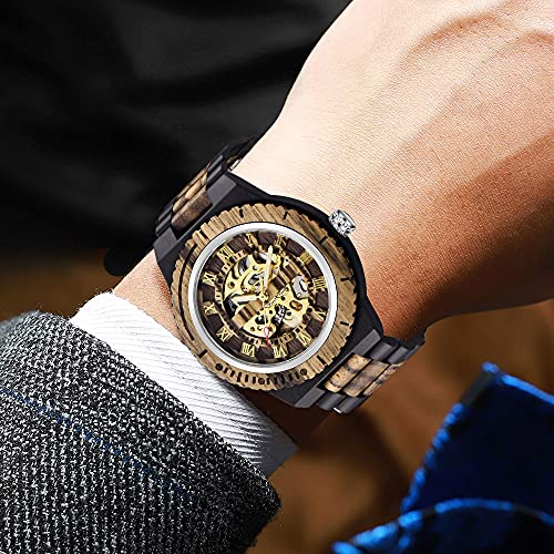 Dentily Herren Automatik Holzarmbanduhr