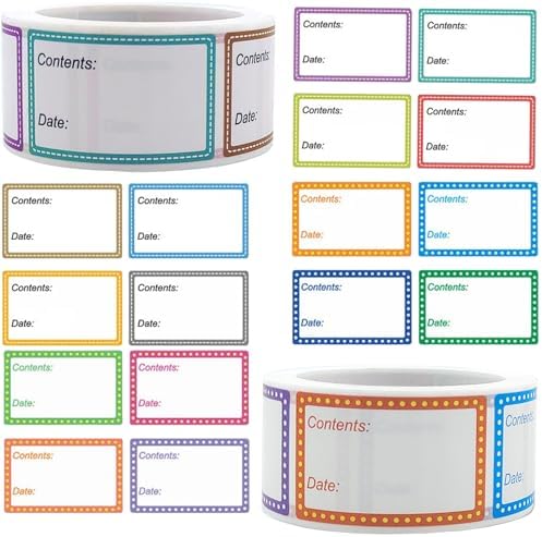 2 Rolls 1000 Pieces Removable Food Stickers, 1 x 2 Inch Food Freezer ...