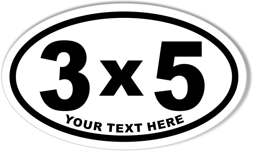 Amazon.com - 3x5 Custom Oval Bumper Stickers. Black on White Background ...