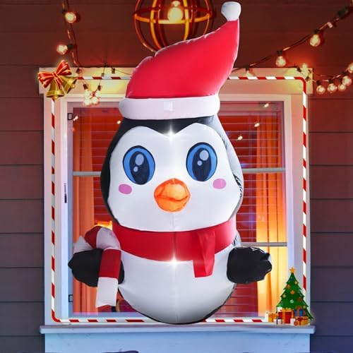 Amazon.com: Glimin 2 Pcs 4 ft Christmas Inflatable Snowman and Penguin ...