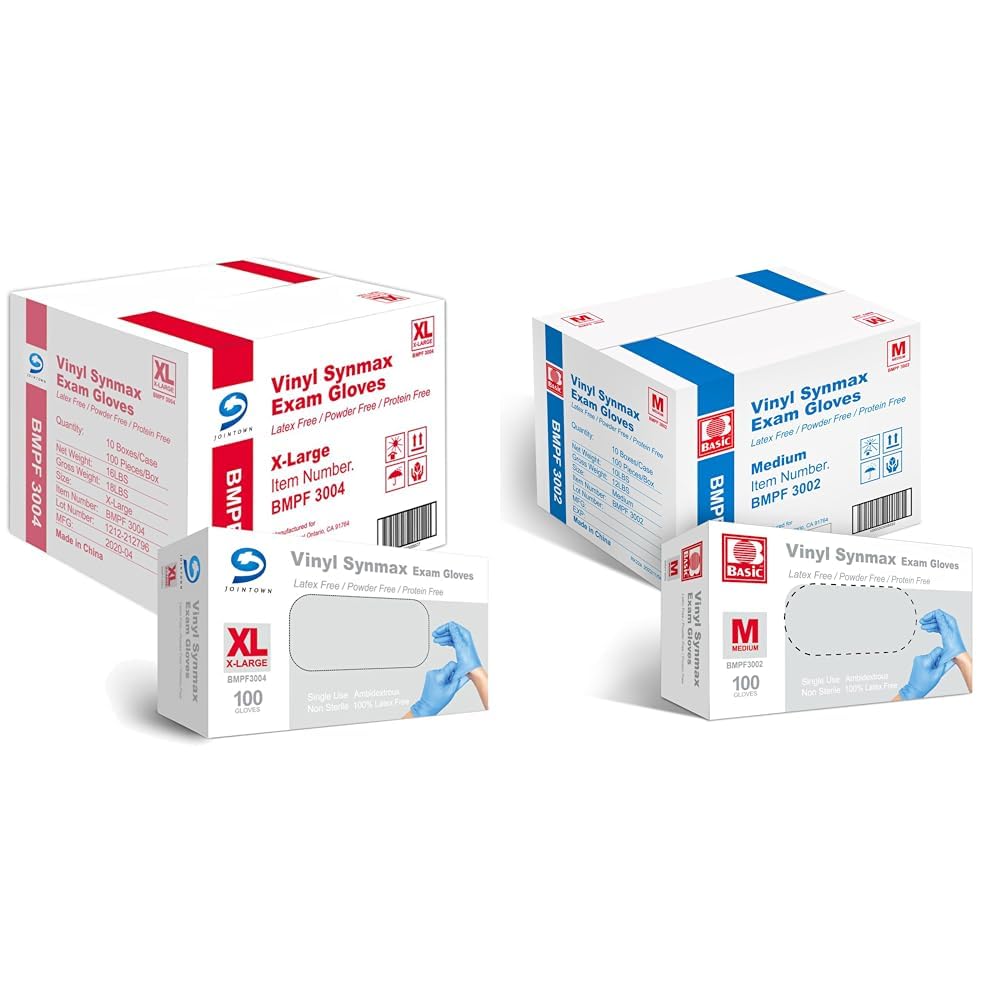 Basic Synmax Vinyl Exam Gloves Disposable Exam Gloves, BMPF-3004 Blue ...