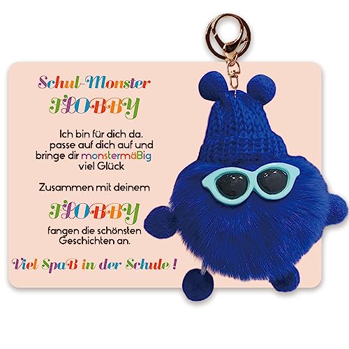Geschenk Einschulung Schul Monster Plüsch, Einschulung Schlüsselanhänger, Glücksbringer Schule ...