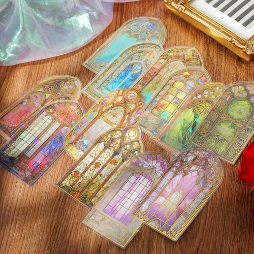 Amazon.com: 6 Pack Glazed Window Flower Scrapbook Stickers Holographic ...